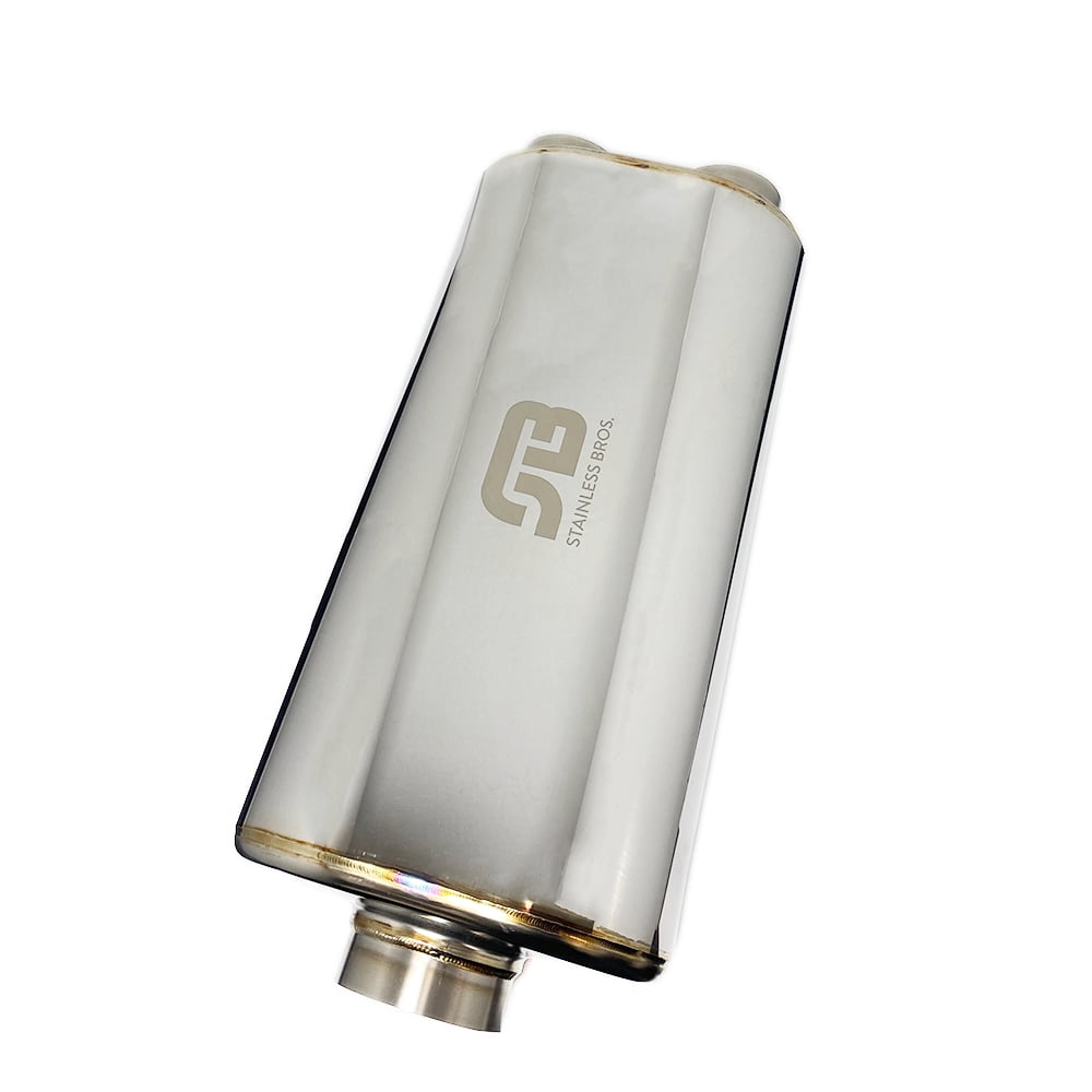 Single inlet/outlet Stainless Bros thin oval mufflers – Miller Custom MFG
